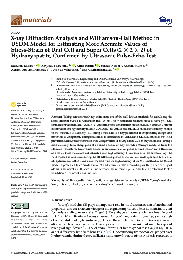 (PDF) X-ray Diffraction Analysis and Williamson-Hall Method in USDM ...