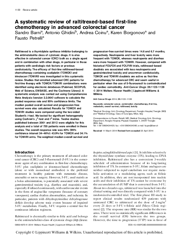 (PDF) A systematic review of raltitrexed-based first-line chemotherapy ...