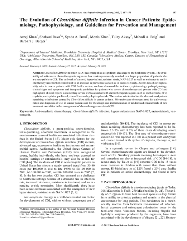 (PDF) The Evolution of Clostridium difficile Infection in Cancer ...
