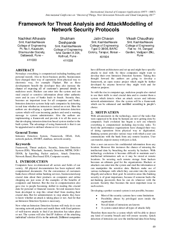 (PDF) Framework for Threat Analysis and Attack Modelling of Network ...