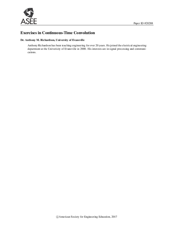 (PDF) Exercises in Continuous-Time Convolution