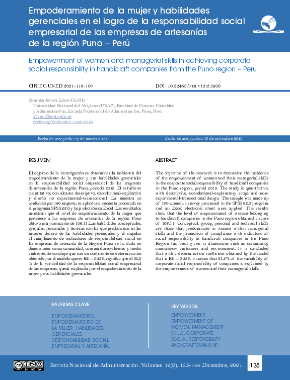 (PDF) Empoderamiento de la mujer y habilidades gerenciales en el logro de la responsabilidad ...