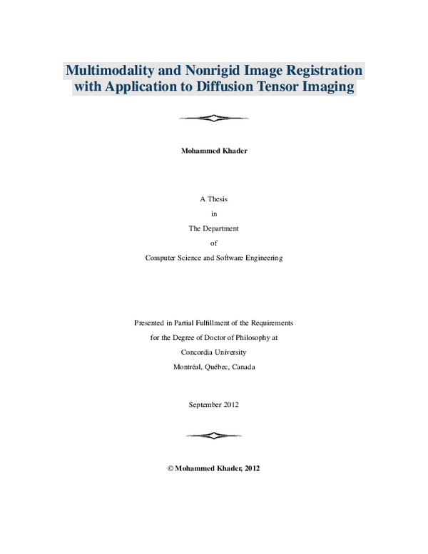 (PDF) Multimodality and Nonrigid Image Registration with Application to Diffusion Tensor Imaging