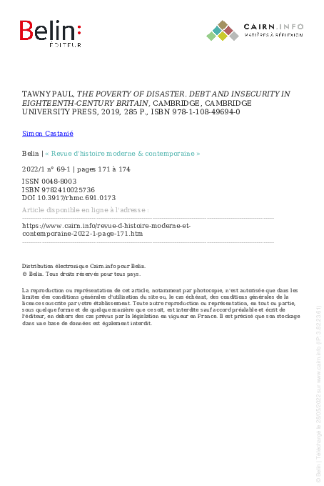 (PDF) Tawny Paul, The Poverty of Disaster. Debt and Insecurity in ...