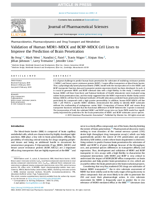 (PDF) Validation of Human MDR1-MDCK and BCRP-MDCK Cell Lines to Improve ...