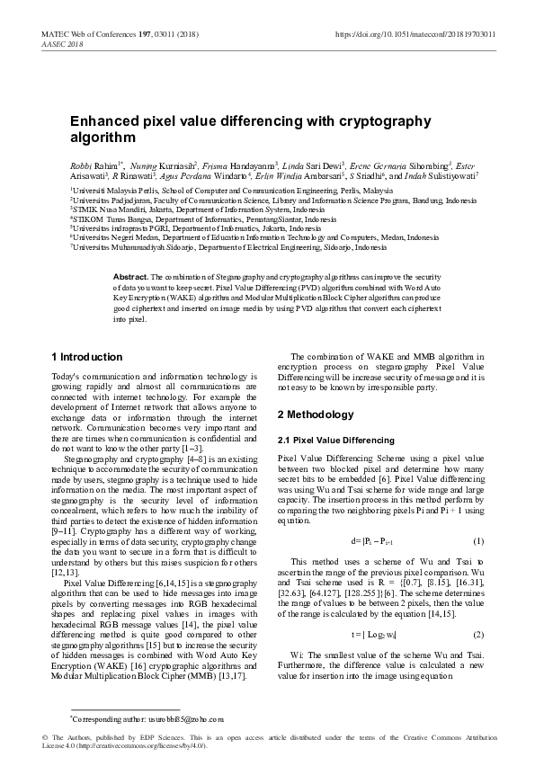 Pdf Enhanced Pixel Value Differencing With Cryptography Algorithm
