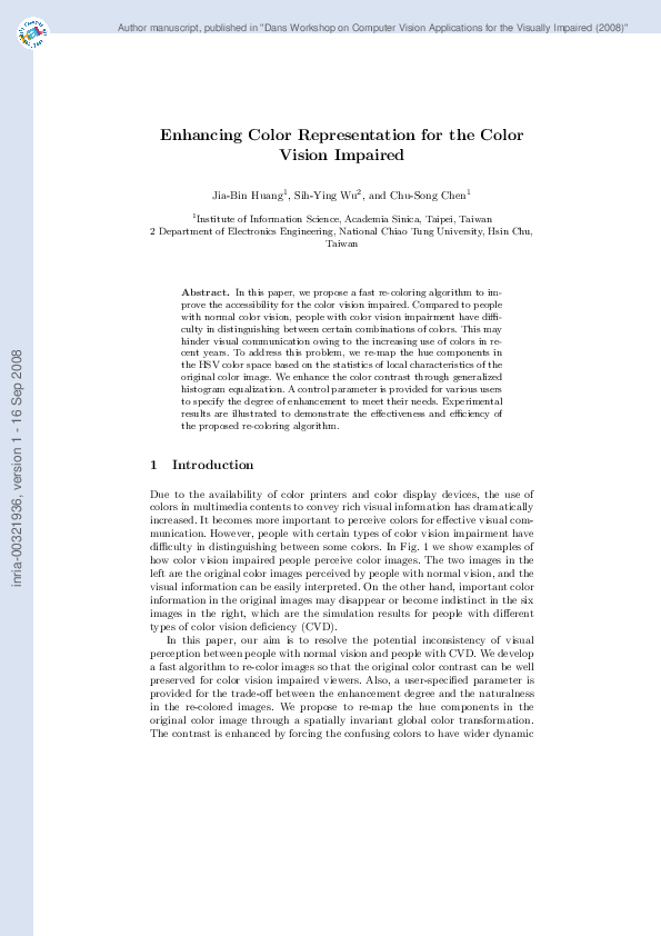 (PDF) Enhancing color representation for the color vision impaired