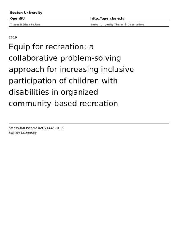 (PDF) Equip for recreation: a collaborative problem-solving approach ...