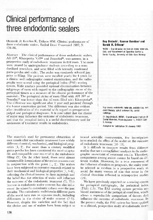 (PDF) Clinical performance of three endodontic sealers