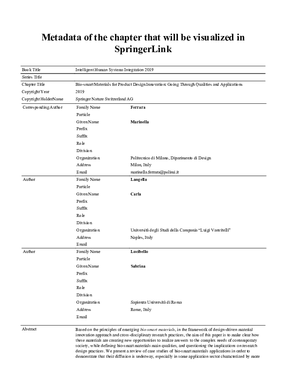 (PDF) Bio-smart Materials for Product Design Innovation: Going Through ...