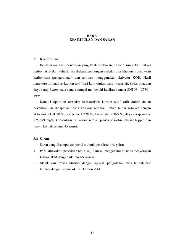 (PDF) Pembuatan Karbon Aktif Dari Kulit Durian Sebagai Adsorben Zat Warna Dari Limbah Cair Tenun ...