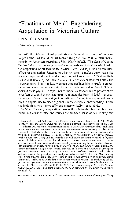 (PDF) “Fractions of Men”: Engendering Amputation in Victorian Culture
