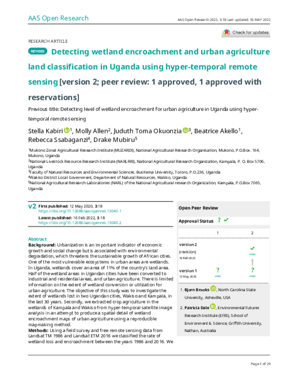 (PDF) Detecting wetland encroachment and urban agriculture land ...