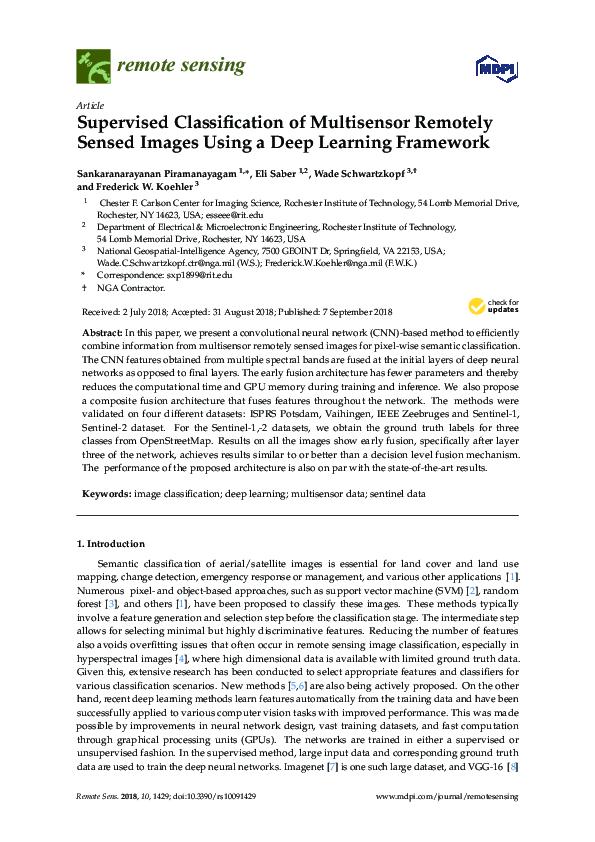 Pdf Supervised Classification Of Multisensor Remotely Sensed Images Using A Deep Learning