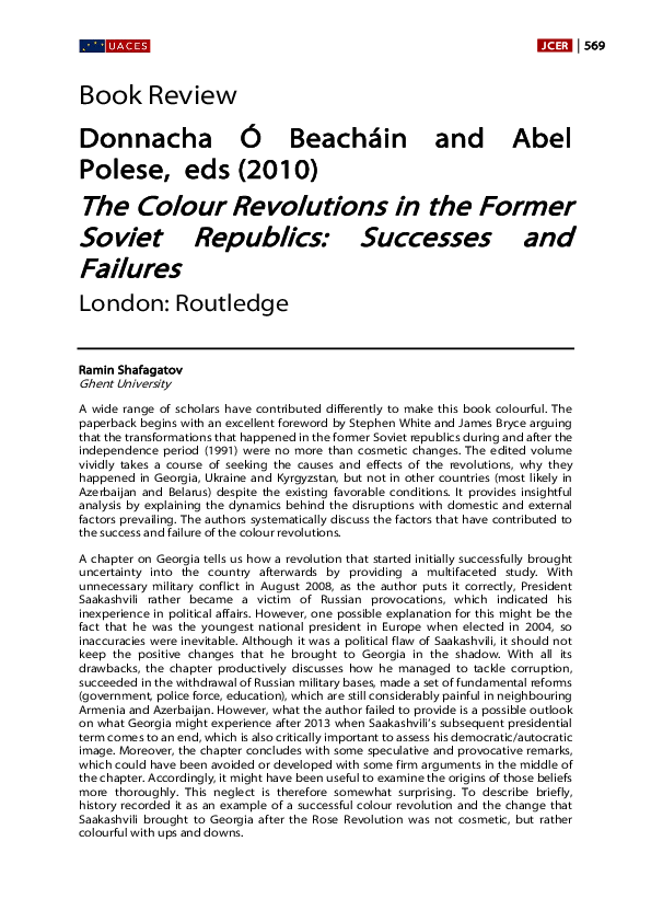 (PDF) The colour revolutions in the former Soviet republics: successes ...