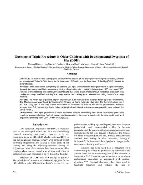 (PDF) Outcome of triple procedure in older children with developmental ...