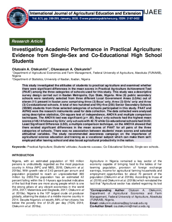 (PDF) Investigating Academic Performance in Practical Agriculture ...