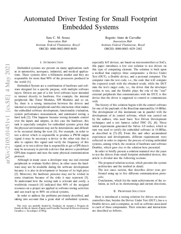 (PDF) Automated Driver Testing for Small Footprint Embedded Systems