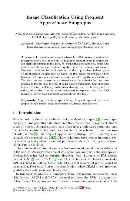 (PDF) Image Classification Using Frequent Approximate Subgraphs