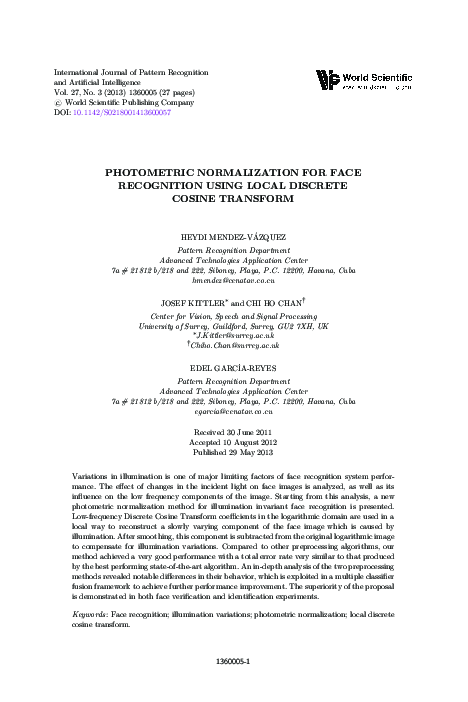 (PDF) Photometric Normalization for Face Recognition Using Local ...