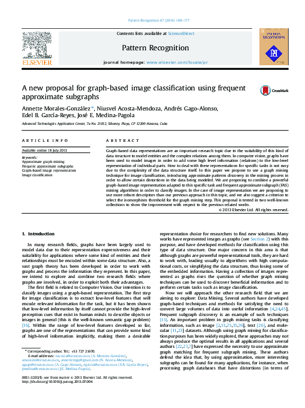 Pdf A New Proposal For Graph Based Image Classification Using Frequent Approximate Subgraphs 