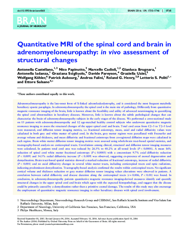 (PDF) Quantitative MRI of the spinal cord and brain in ...