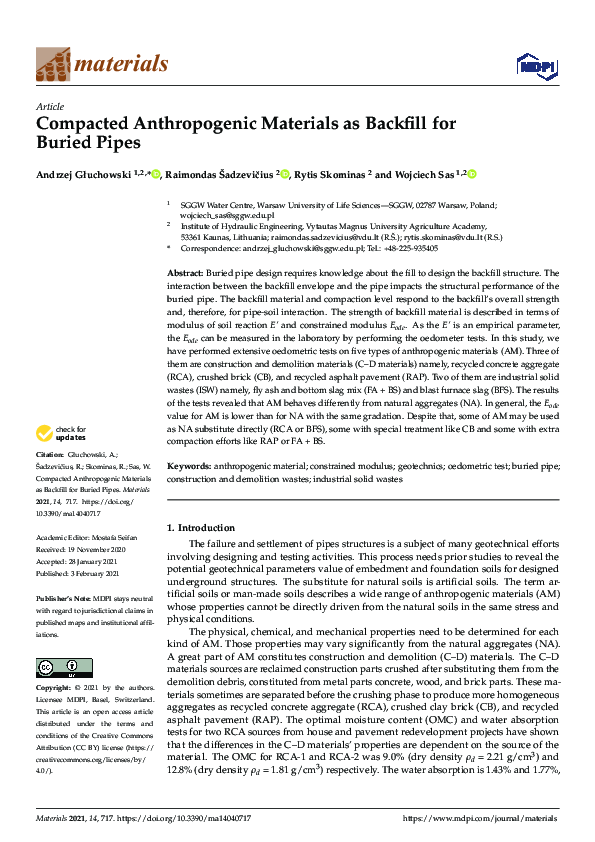 (PDF) Compacted Anthropogenic Materials as Backfill for Buried Pipes