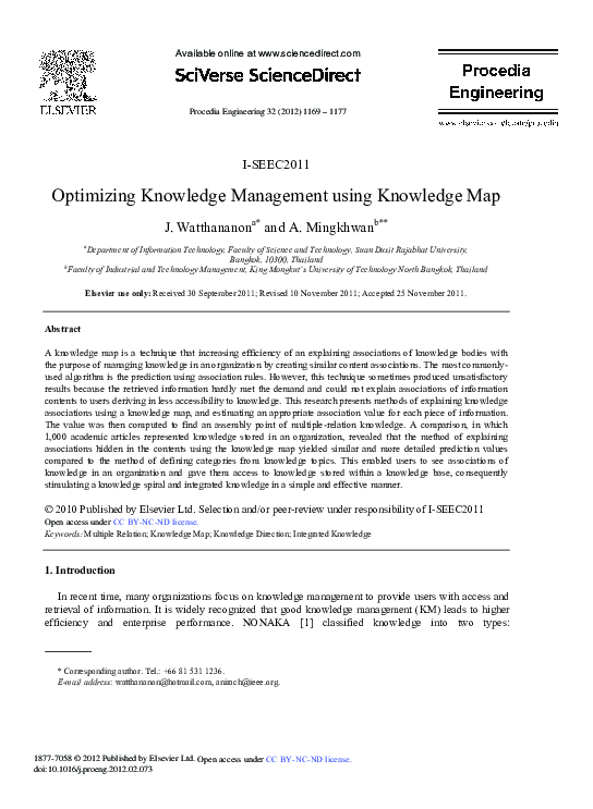 (PDF) Optimizing Knowledge Management using Knowledge Map