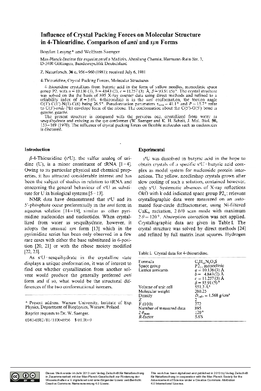(PDF) Influence of Crystal Packing Forces on Molecular Structure in 4 ...