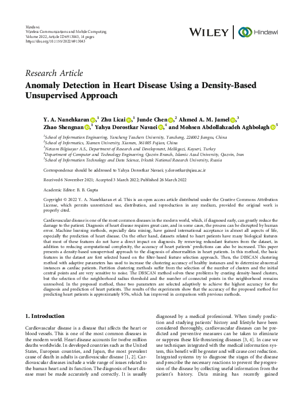 (PDF) Anomaly Detection in Heart Disease Using a Density-Based Unsupervised Approach