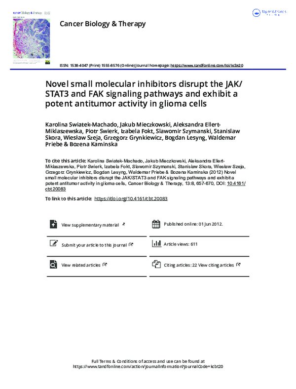 (PDF) Novel small molecular inhibitors disrupt the JAK/STAT3 and FAK ...