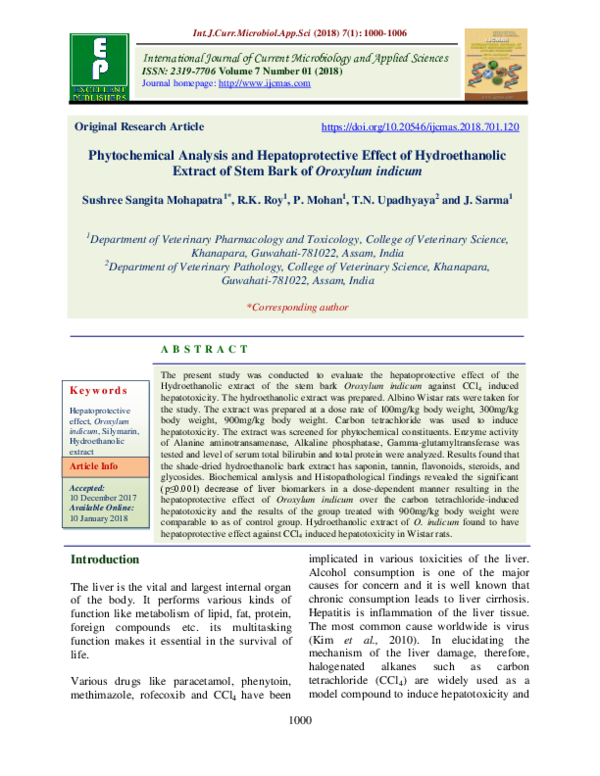 (PDF) Phytochemical Analysis and Hepatoprotective Effect of ...