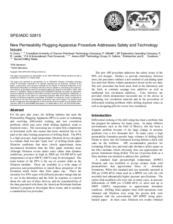(PDF) New Permeability Plugging Apparatus Procedure Addresses Safety ...