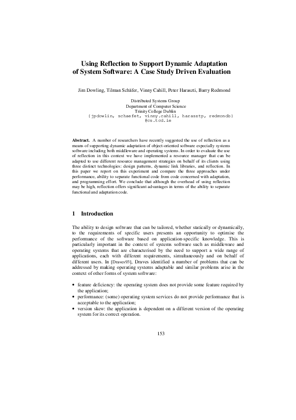 (PDF) Using Reflection to Support Dynamic Adaptation of System Software ...