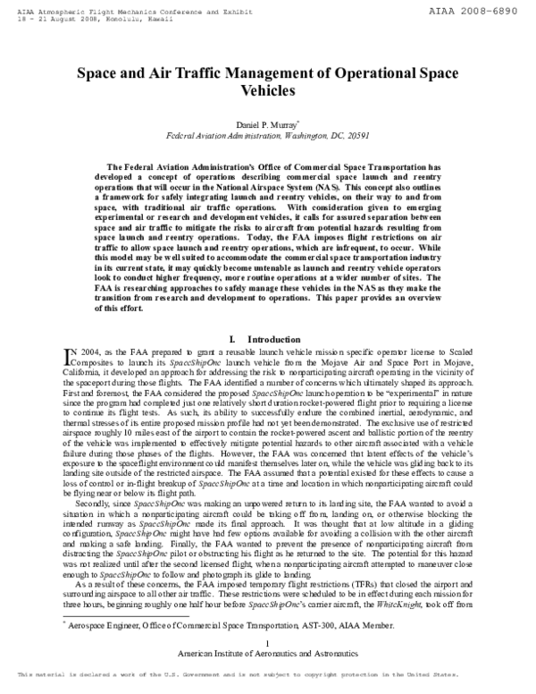 (PDF) Space and Air Traffic Management of Operational Space Vehicles