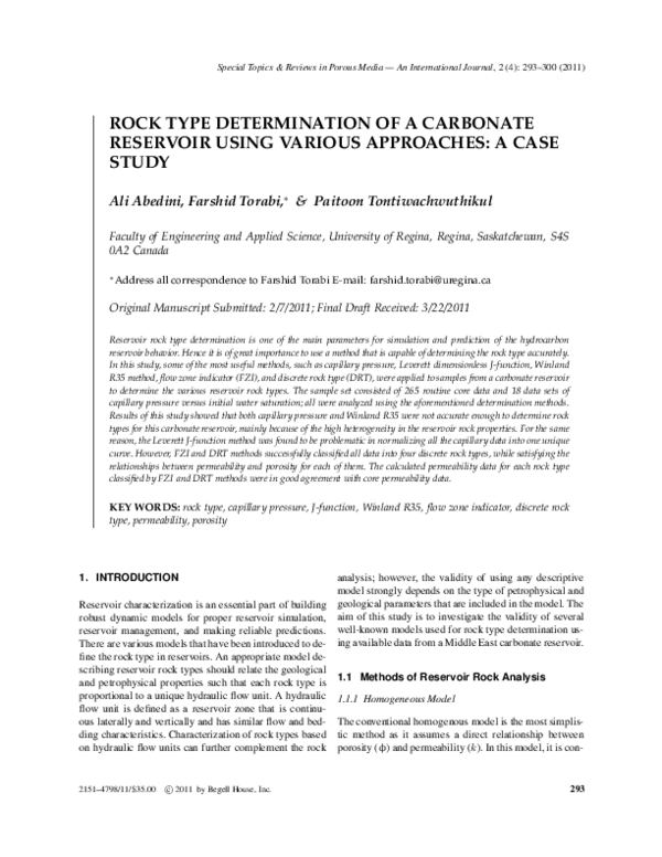 (PDF) Rock Type Determination of a Carbonate Reservoir Using Various ... (PDF) Rock Type Determination of a Carbonate Reservoir Using Various ...