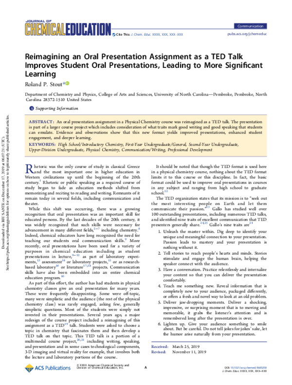 (PDF) Reimagining an Oral Presentation Assignment as a TED Talk ...