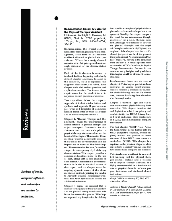 (PDF) Documentation Basics: A Guide for the Physical Therapist Assistant