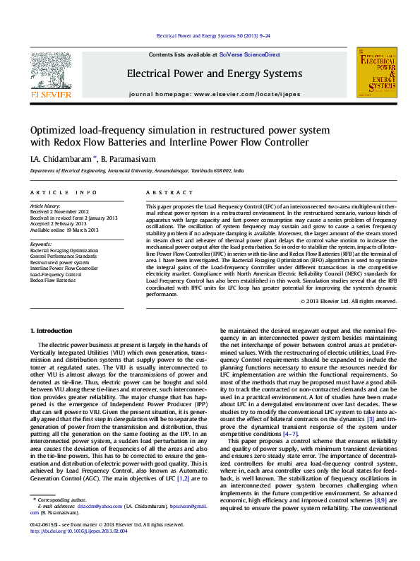 (PDF) Optimized load-frequency simulation in restructured power system with Redox Flow Batteries ...