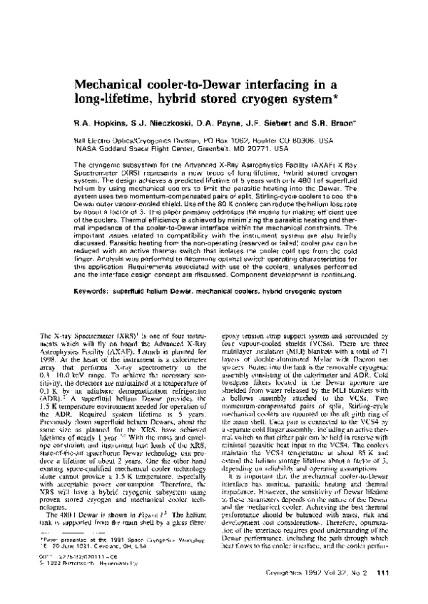 (PDF) Mechanical cooler-to-Dewar interfacing in a long-lifetime, hybrid ...