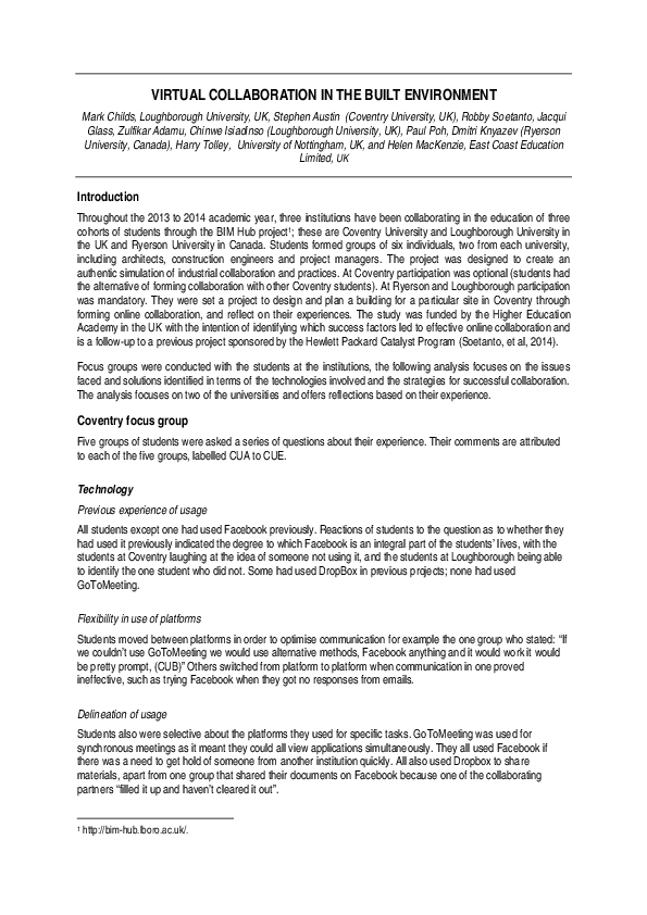 (PDF) Virtual collaboration in the built environment