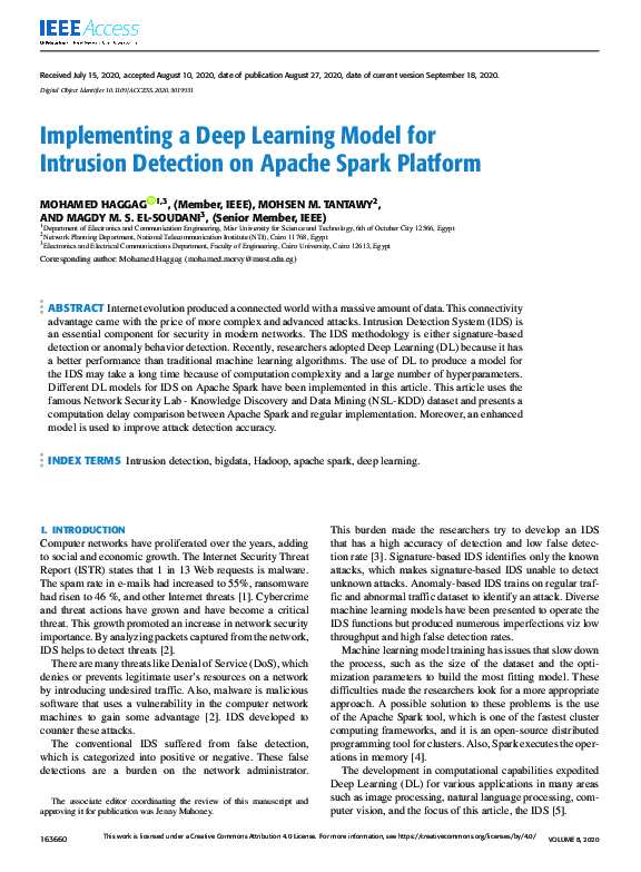Pdf Implementing A Deep Learning Model For Intrusion Detection On