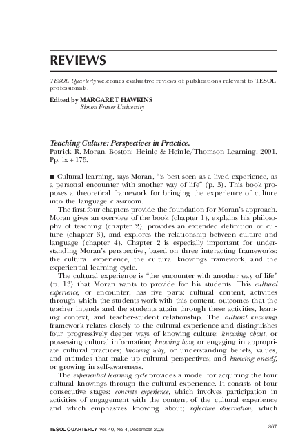 (PDF) Teaching Culture: Perspectives in Practice