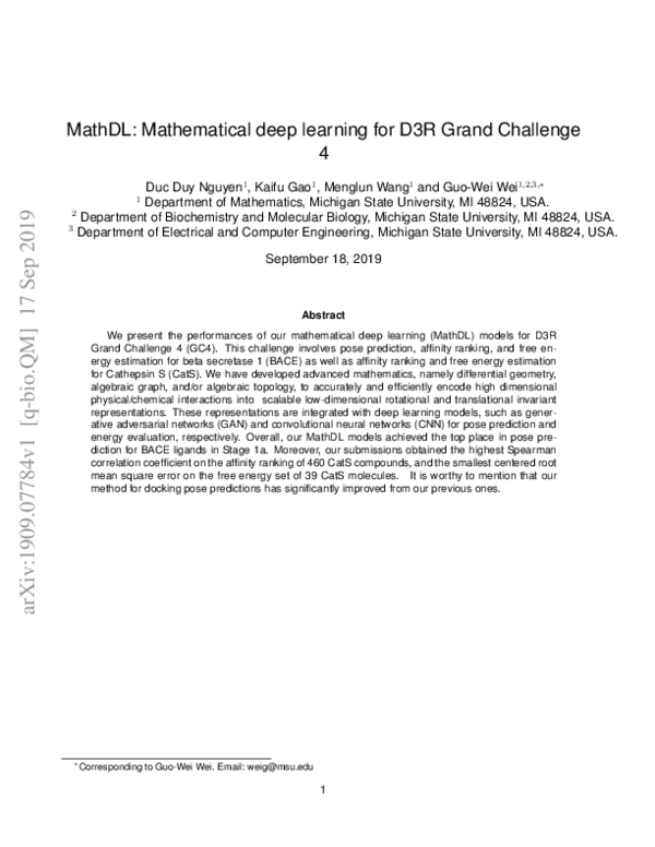 (PDF) MathDL: mathematical deep learning for D3R Grand Challenge 4