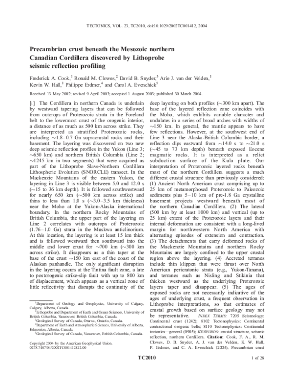 (PDF) Precambrian crust beneath the Mesozoic northern Canadian ...