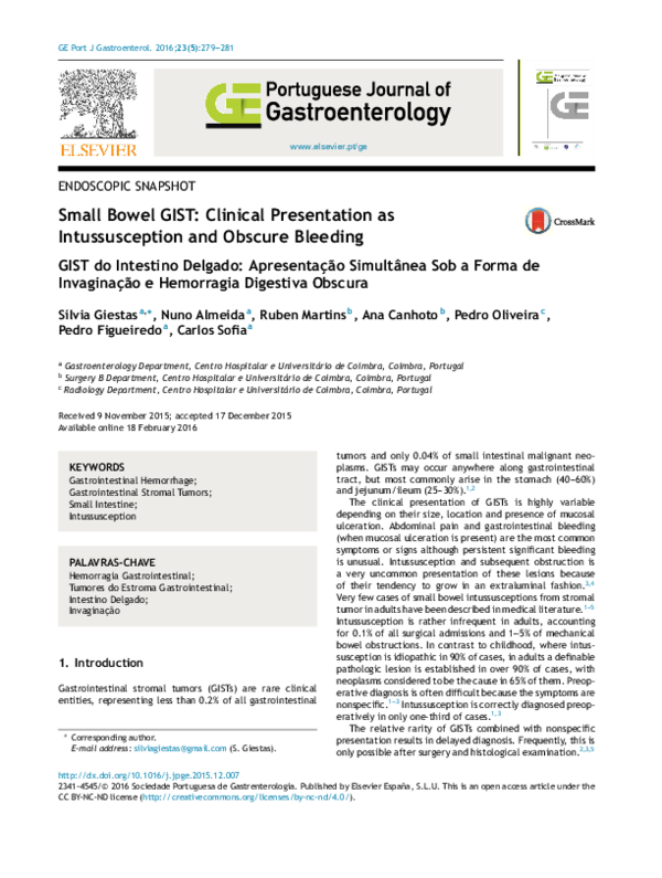 (PDF) Small Bowel GIST: Clinical Presentation as Intussusception and ...