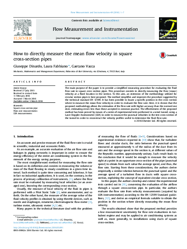 (PDF) How to directly measure the mean flow velocity in square cross ...