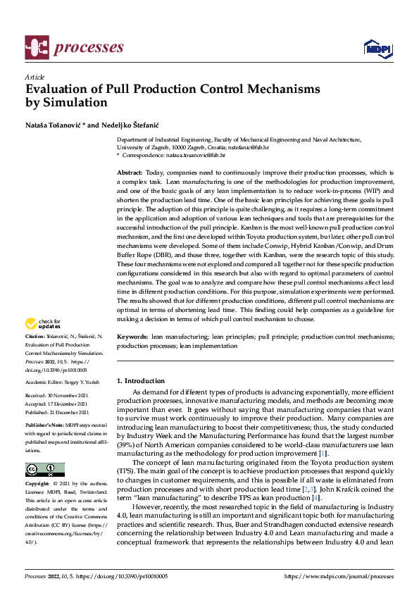 (PDF) Evaluation of Pull Production Control Mechanisms by Simulation