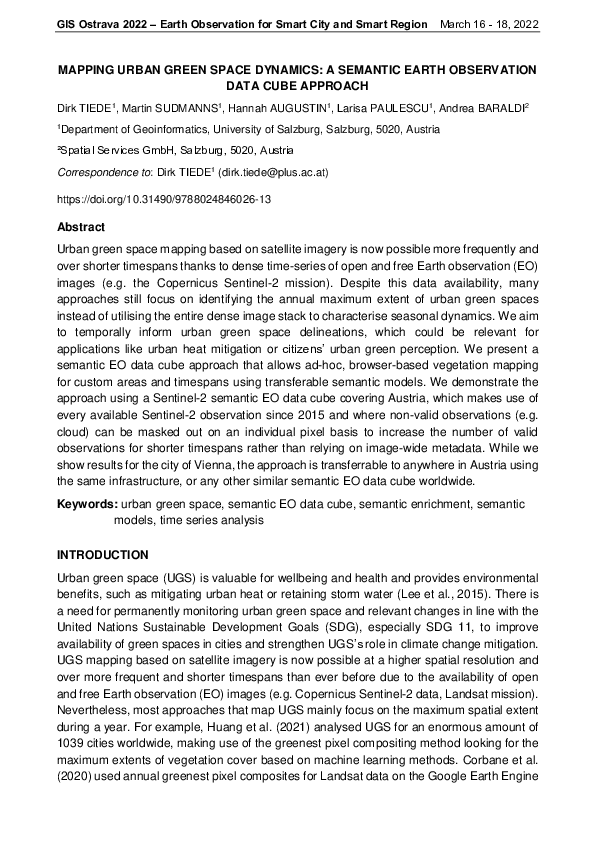 (PDF) MAPPING URBAN GREEN SPACE DYNAMICS: A SEMANTIC EARTH OBSERVATION ...
