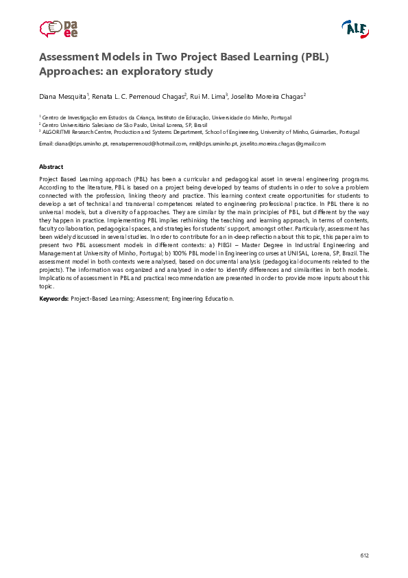 (PDF) Assessment models in two project based learning (PBL) approaches: An exploratory study